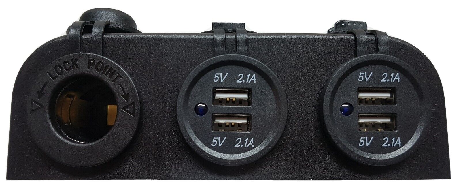 Black USB Surface Mount Triple Sockets with USB Charger Double 4.2A